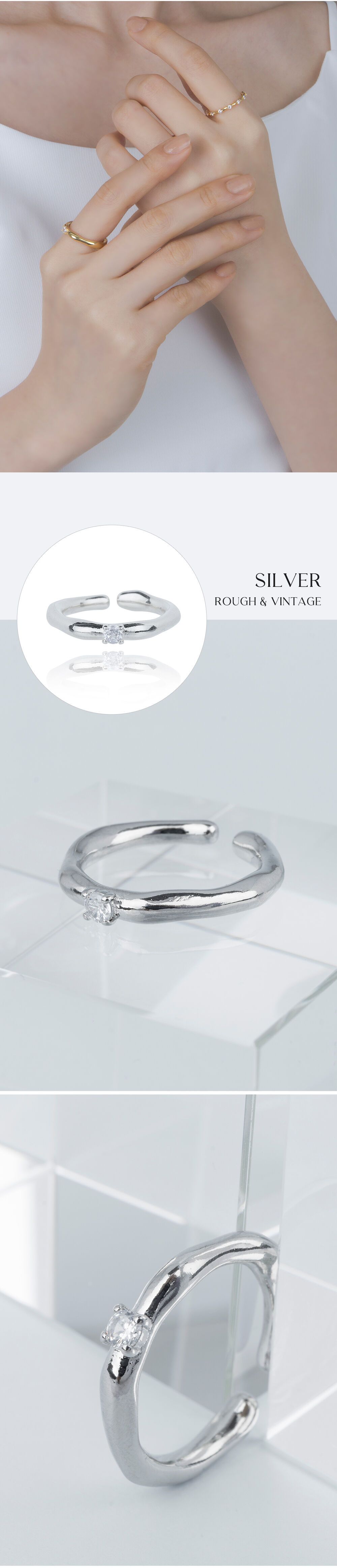 Basic rough black cubic ring [베이직 러프 큐빅 반지_3color] - 감도 깊은 취향 셀렉트샵 29CM