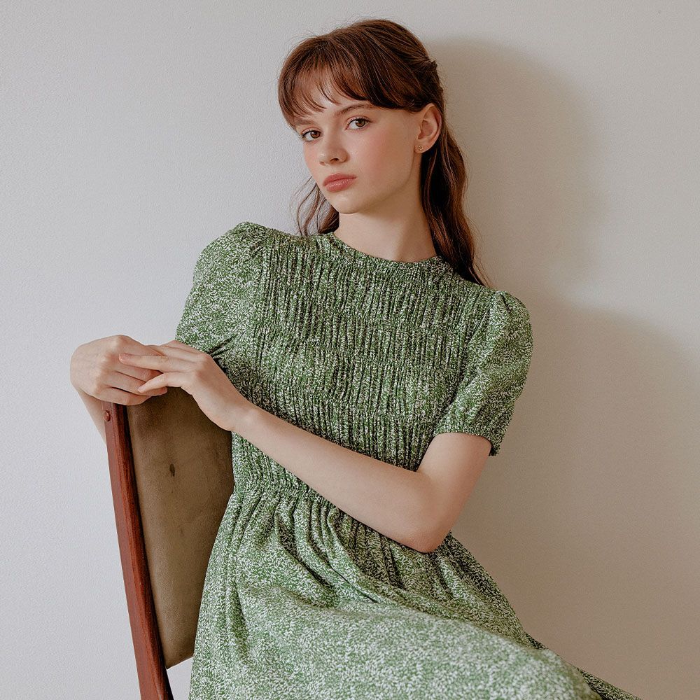 Pattern shirring long dress (green) - 감도 깊은 취향 셀렉트샵 29CM