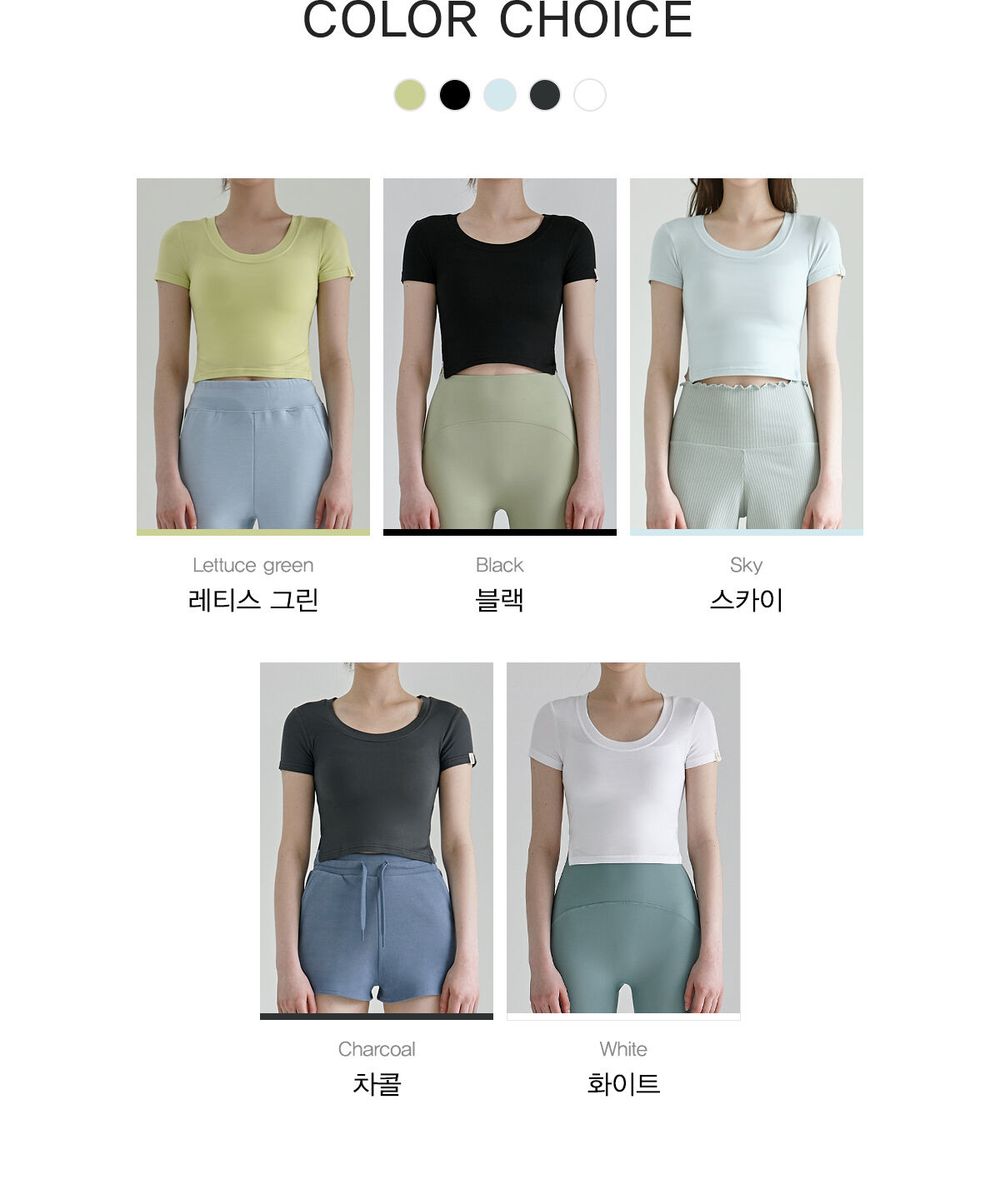 여성 요가복 DEVI-T0091-차콜 러블 슬릿 크롭 반팔티 - 감도 깊은 취향 셀렉트샵 29CM