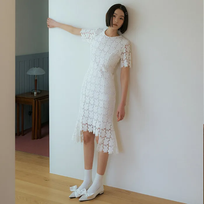 TIR SHORT SLEEVE LACE OPS WHITE - 감도 깊은 취향 셀렉트샵 29CM