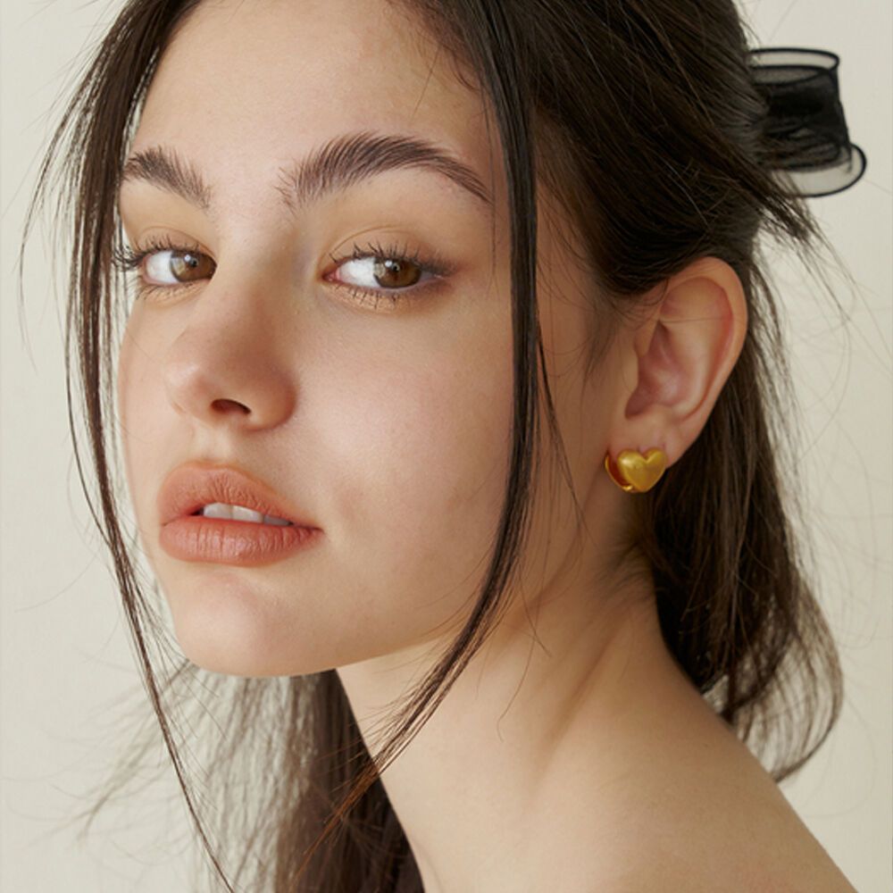 [925silver] kinda volume heart ring earring (gold) - 감도 깊은 취향 셀렉트샵 29CM