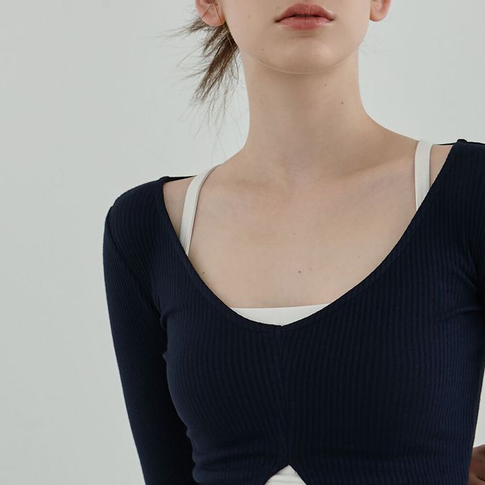 여성 요가복 DEVI-T0092-네이비 필라테스 줄리아 골지 롱슬리브 - 감도 깊은 취향 셀렉트샵 29CM