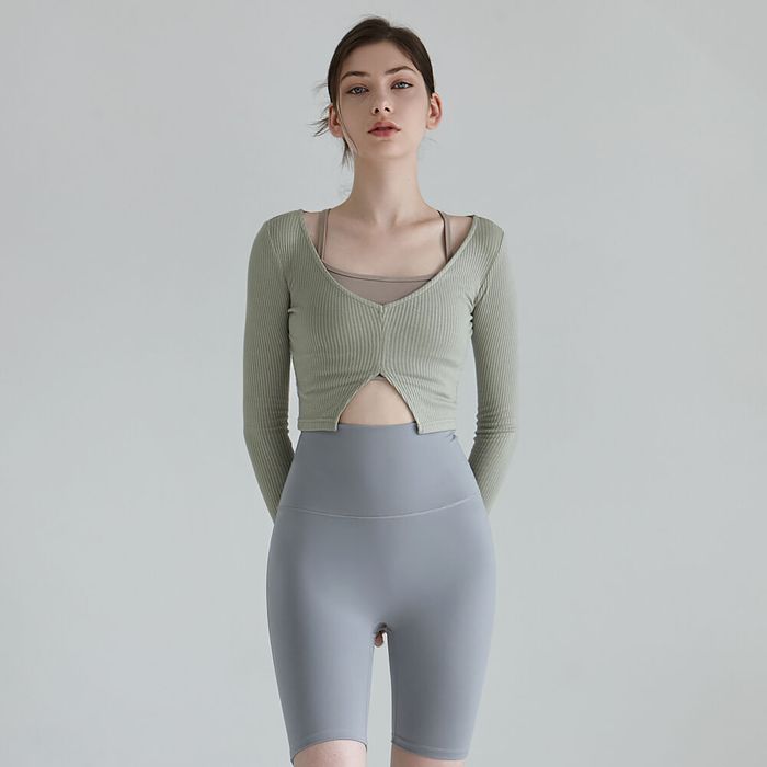 여성 요가복 DEVI-T0092-말차그린 필라테스 줄리아 골지 롱슬리브 - 감도 깊은 취향 셀렉트샵 29CM