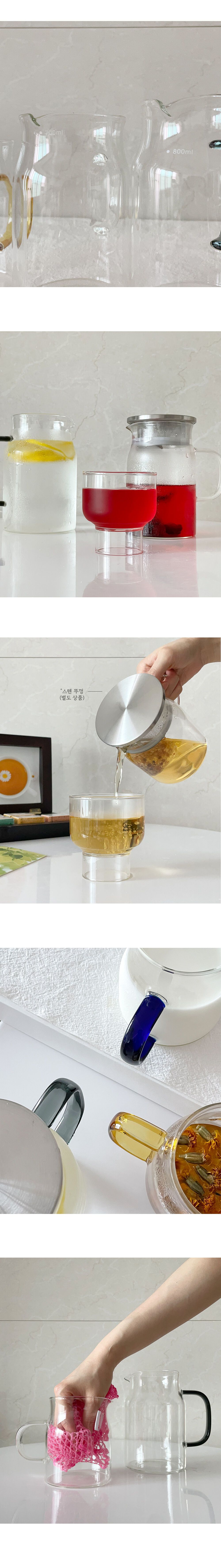 11 퓨어 내열유리저그 700ml 투명 주전자컵 티팟 찻잔 물병 머그 홈카페 감도 깊은 취향 셀렉트샵 29cm