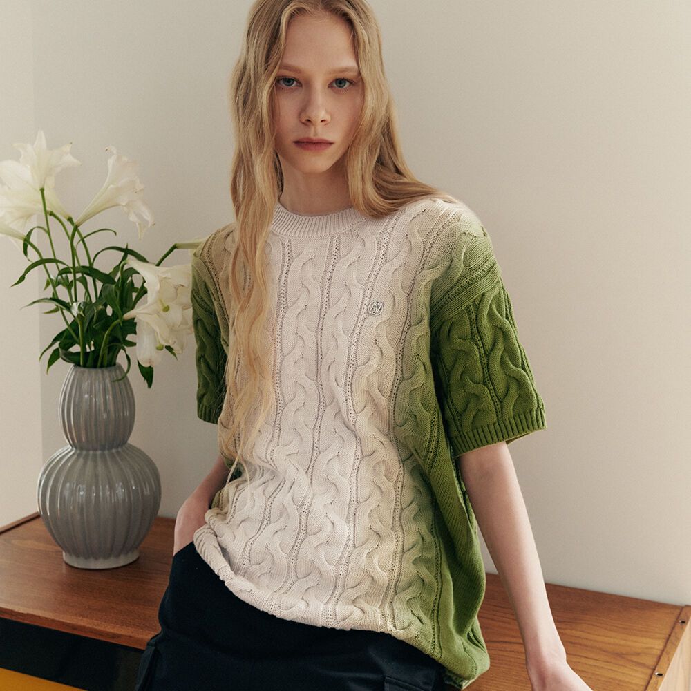 Gradation Washing Cable Knit Top [GREEN] - 감도 깊은 취향 셀렉트샵 29CM