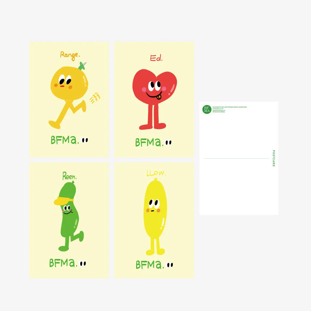 BFMA 캐릭터 네임 시리즈 포스트카드 4종 - 감도 깊은 취향 셀렉트샵 29CM