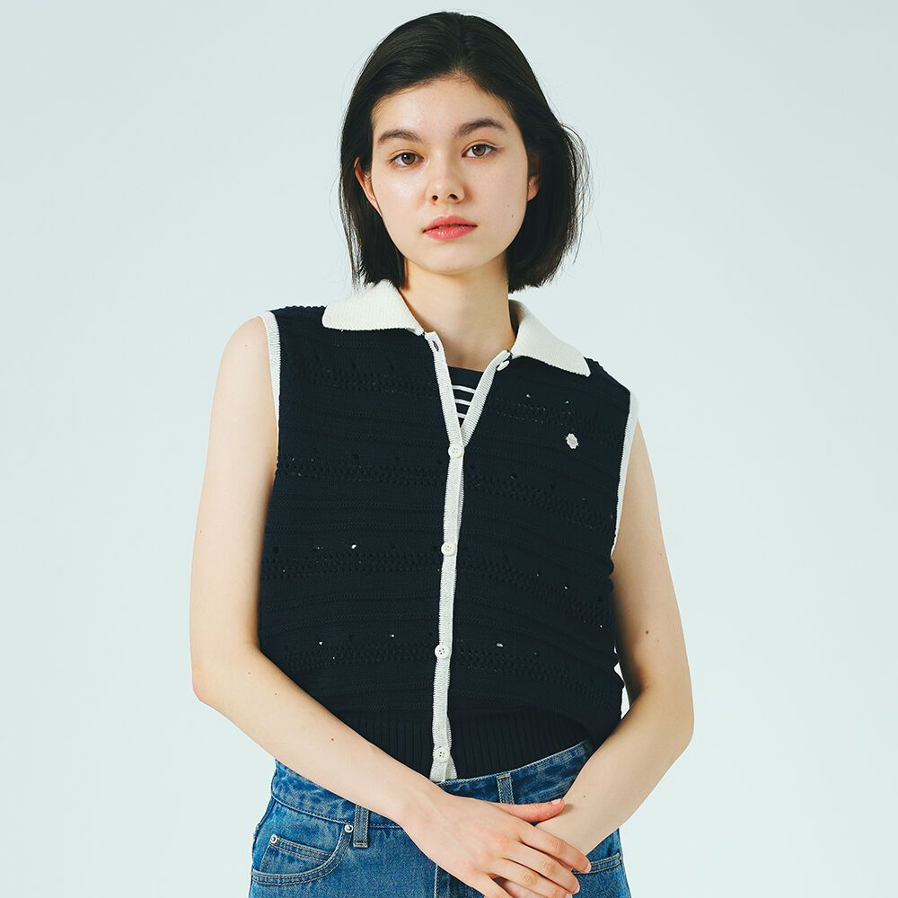 [23SS] 우먼 크로셰 버튼 니트 베스트 - 네이비 - 감도 깊은 취향 셀렉트샵 29CM