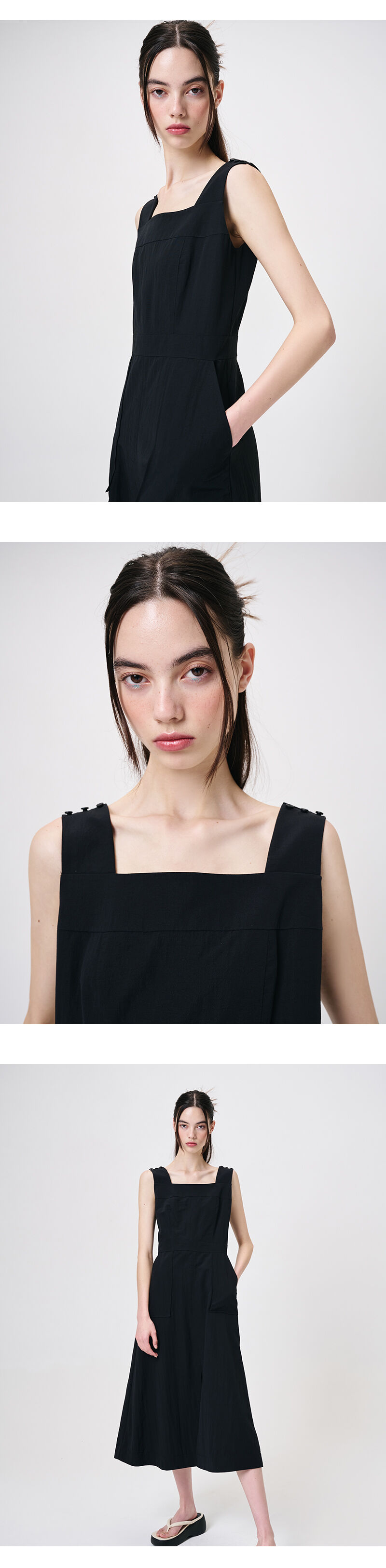 Shoulder Button Sleeveless Dress, Black - 감도 깊은 취향 셀렉트샵 29CM