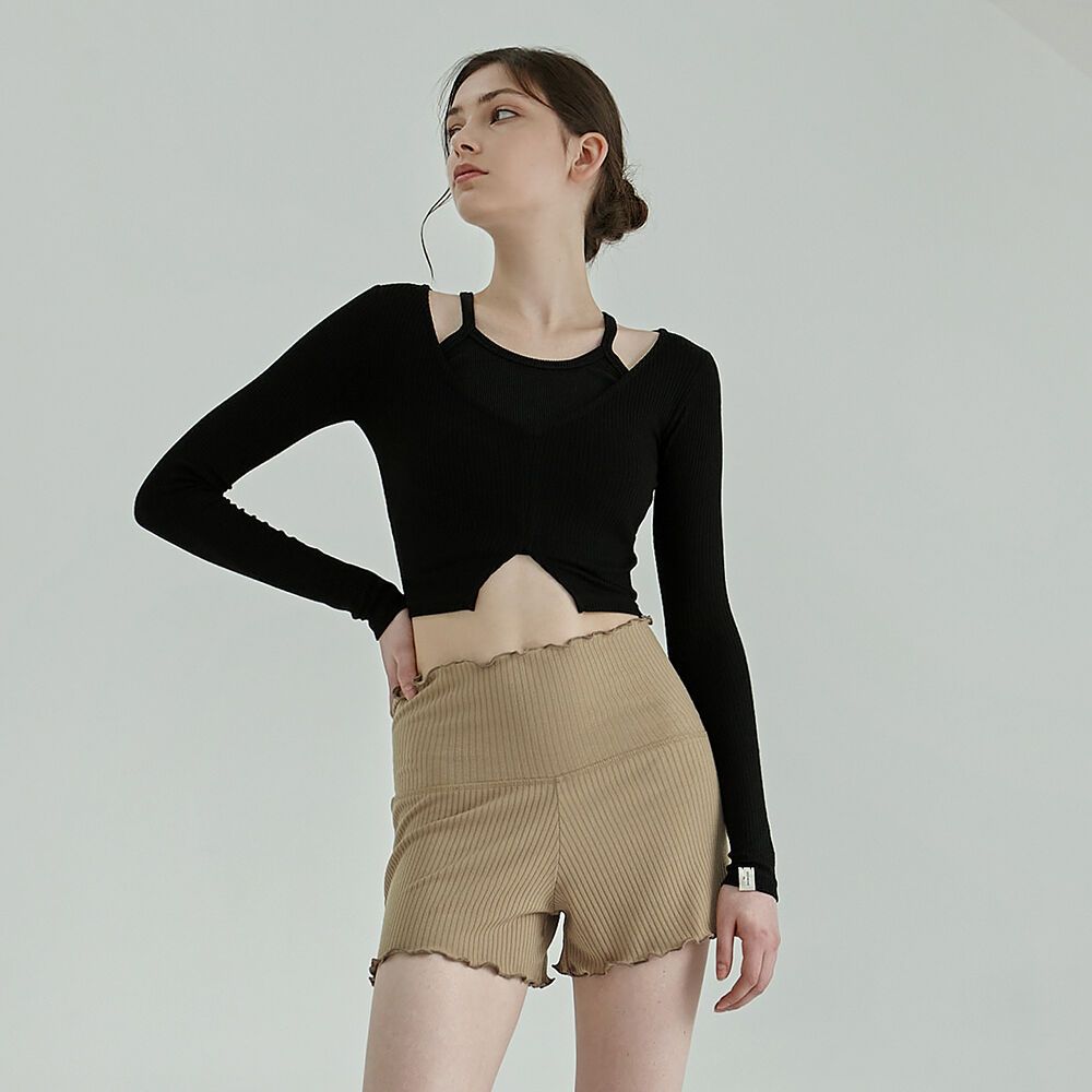 여성 요가복 DEVI-B0061-브라운 필라테스 비비아나 골지 쇼츠 - 감도 깊은 취향 셀렉트샵 29CM