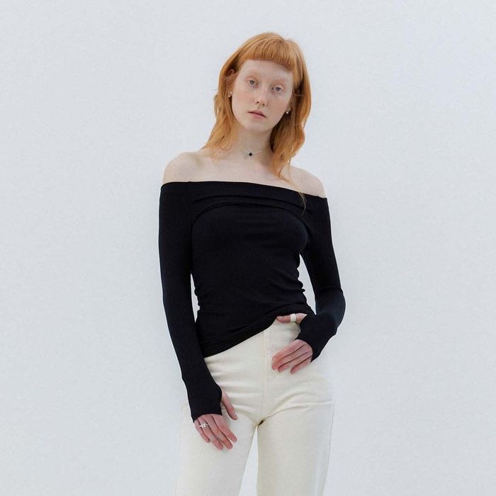 OFF SHOULDER BASIC T-SHIRTS - BLACK - 감도 깊은 취향 셀렉트샵 29CM