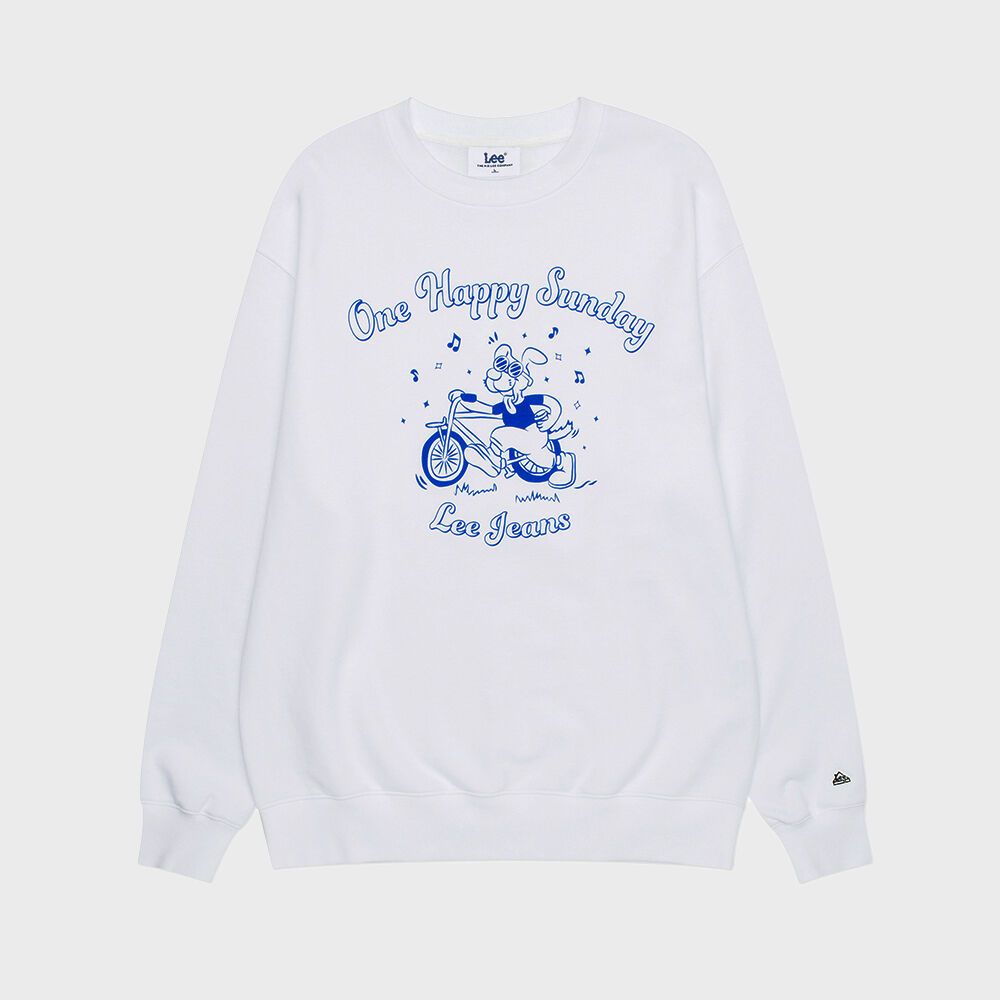 해피 퍼피 루즈핏 맨투맨 화이트 - 감도 깊은 취향 셀렉트샵 29CM