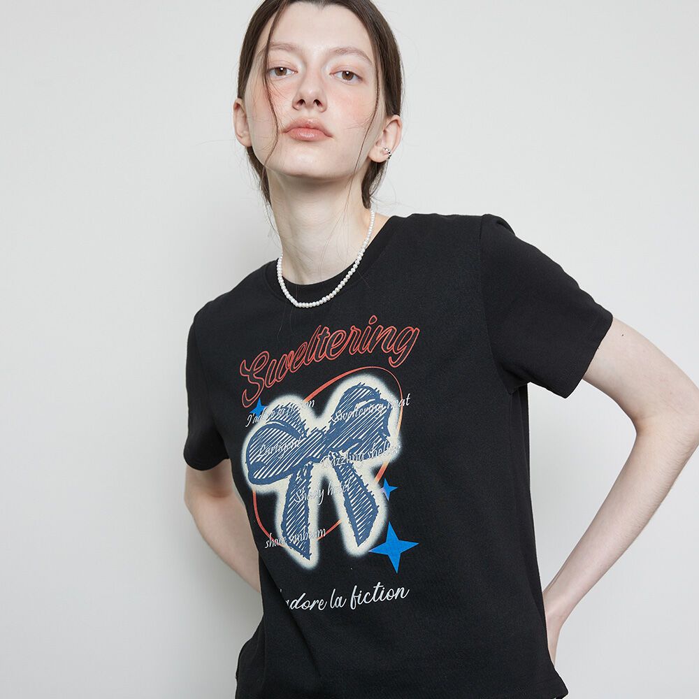 L3 RIBBON T-SHIRT(BLACK) - 감도 깊은 취향 셀렉트샵 29CM