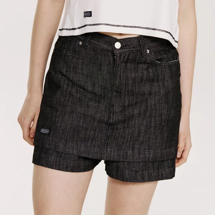 LAYERED DENIM SHORTS (BLACK DENIM) - 감도 깊은 취향 셀렉트샵 29CM