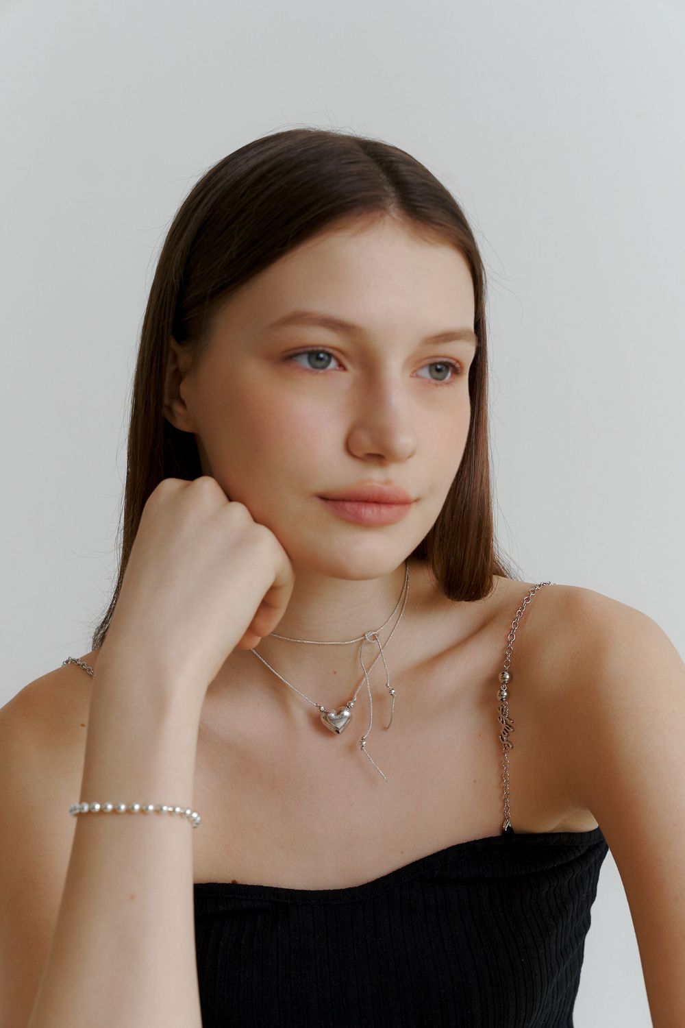 white big love strap necklace (Silver 925) - 감도 깊은 취향 셀렉트샵 29CM