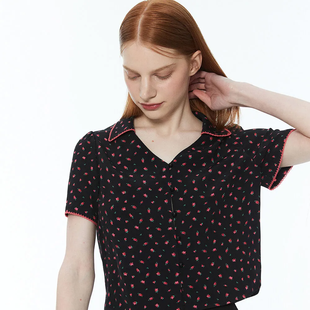 Flower v-neck blouse 002 Black - 감도 깊은 취향 셀렉트샵 29CM