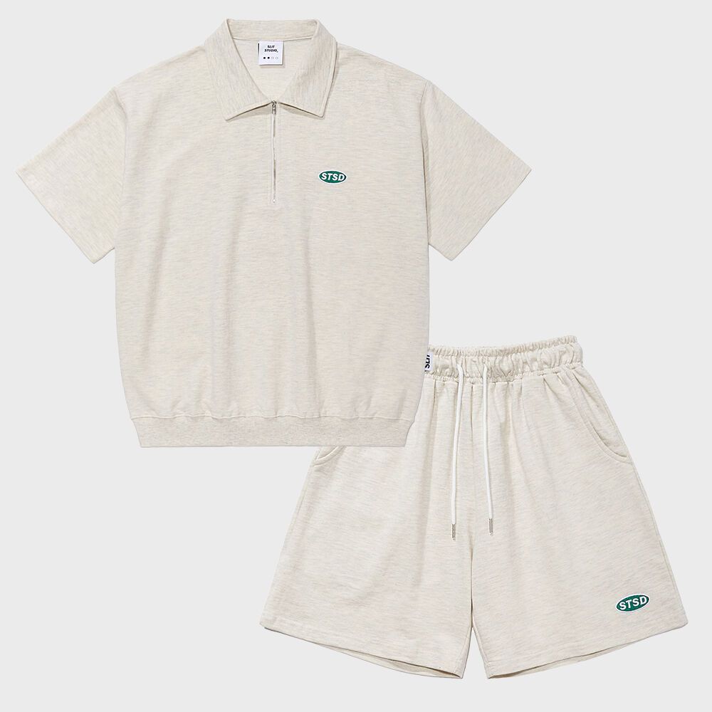 [SET] STSD 반팔 카라집업 스웻셔츠 쇼츠 세트 오트밀 - 감도 깊은 취향 셀렉트샵 29CM