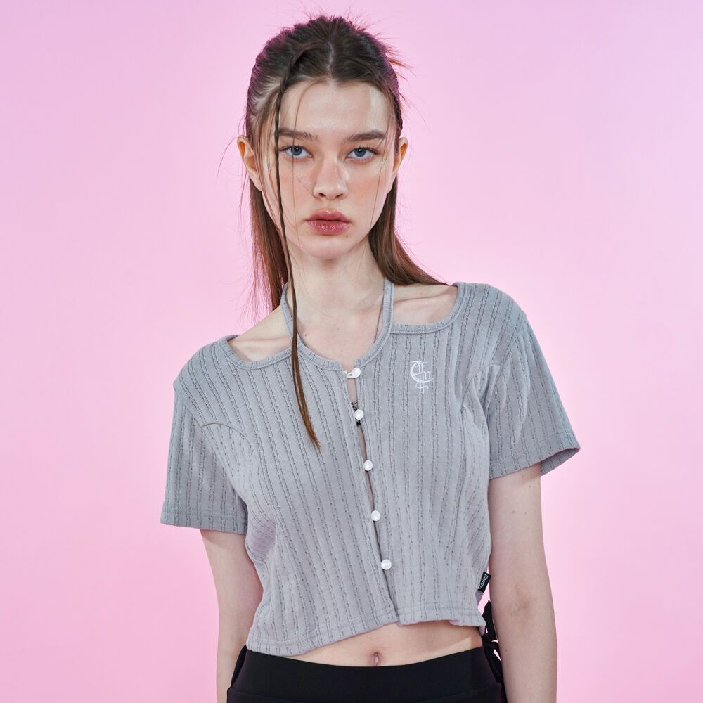 [NF] TWIDDLE HALTER CROP CARDIGAN (GRAY)_F23QB228 - 감도 깊은 취향 셀렉트샵 29CM