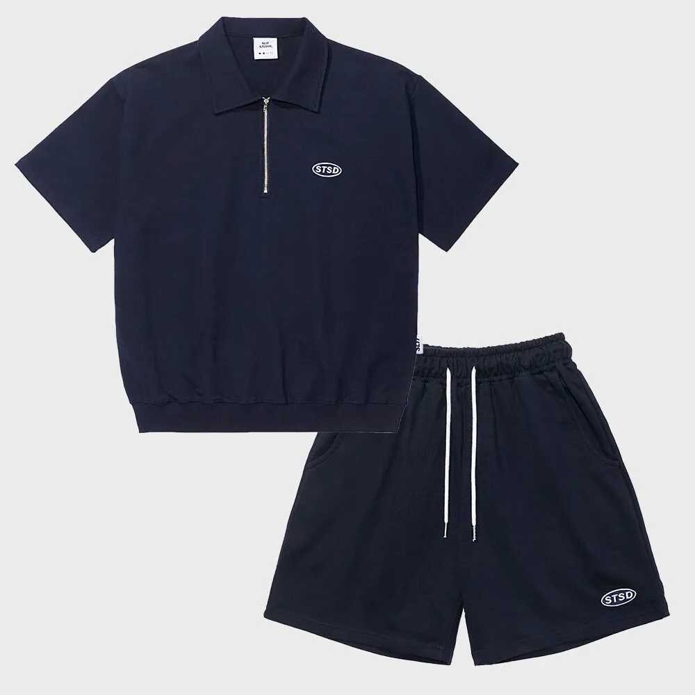 [SET] STSD 반팔 카라집업 스웻셔츠 쇼츠 세트 네이비 - 감도 깊은 취향 셀렉트샵 29CM