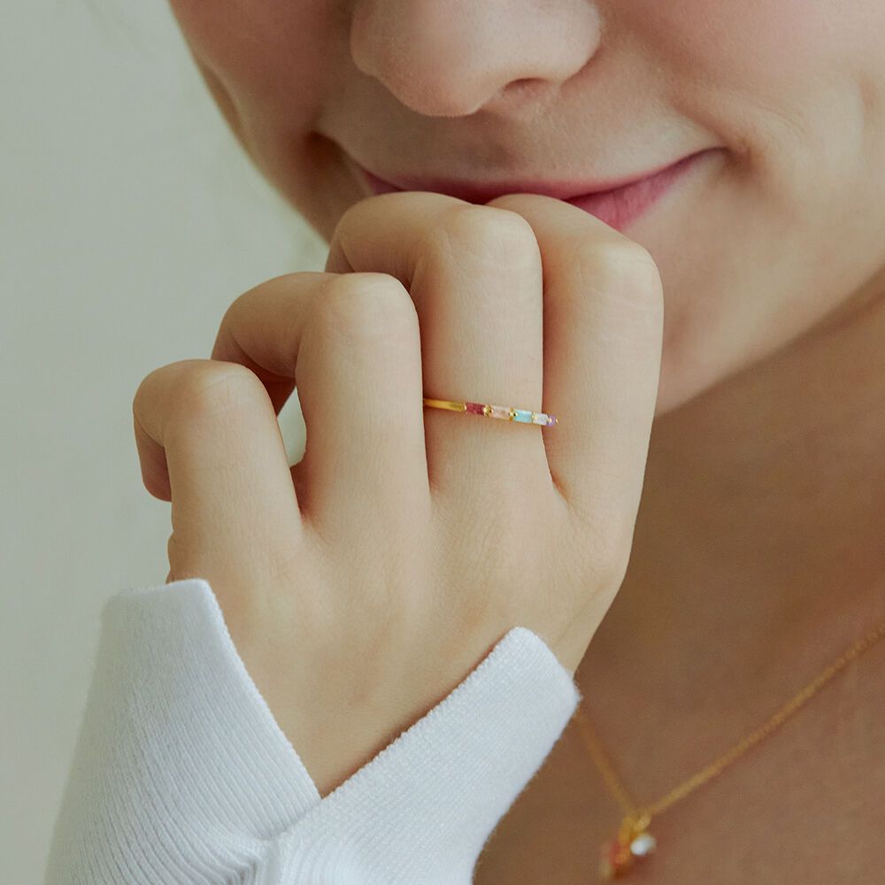 14k 컬러 큐빅 콤비 오픈링 반지 (14k 도금) SHRI0003 - 감도 깊은 취향 셀렉트샵 29CM