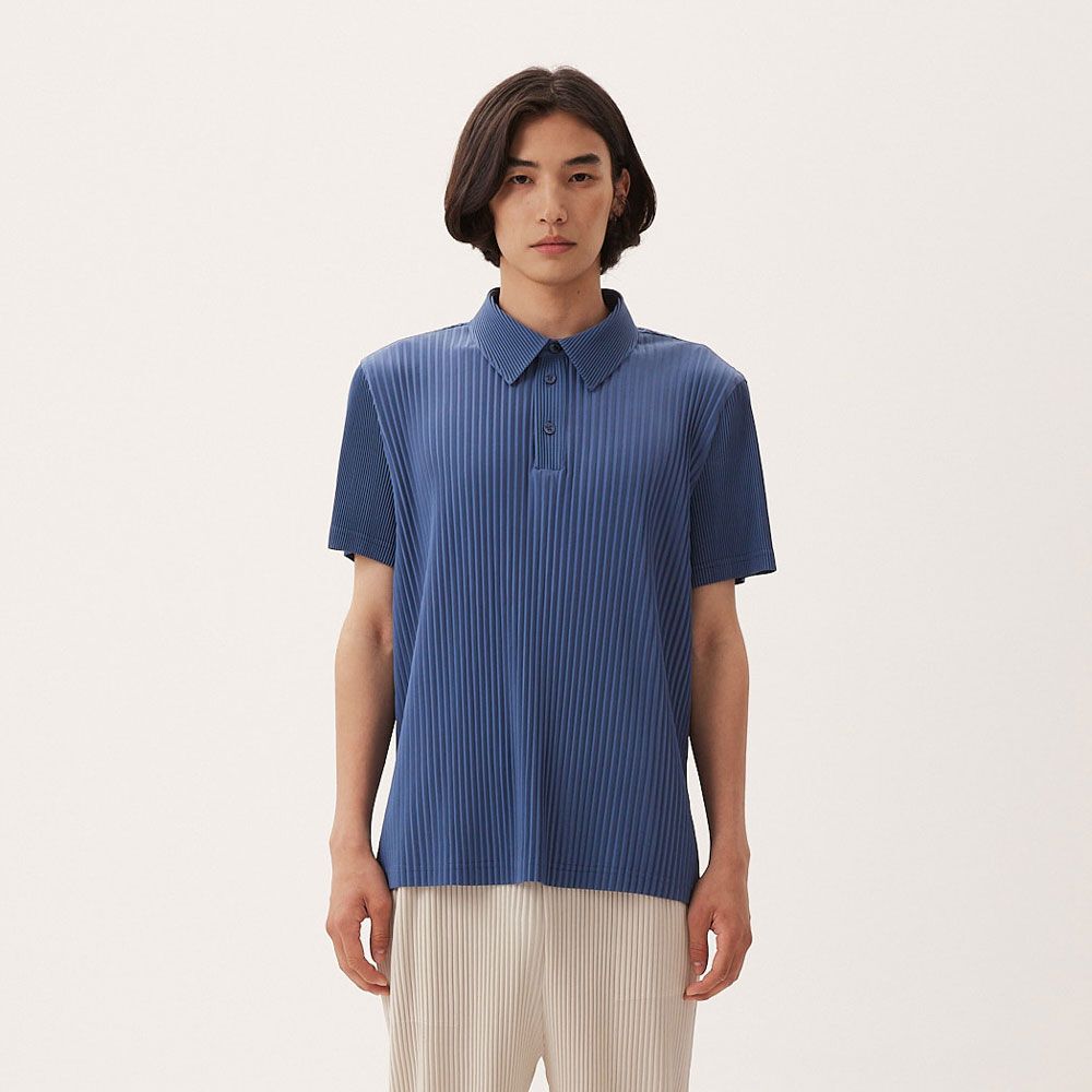 [골프라인] 남성 UV차단 반소매 플리츠 카라 T [블루] - 감도 깊은 취향 셀렉트샵 29CM