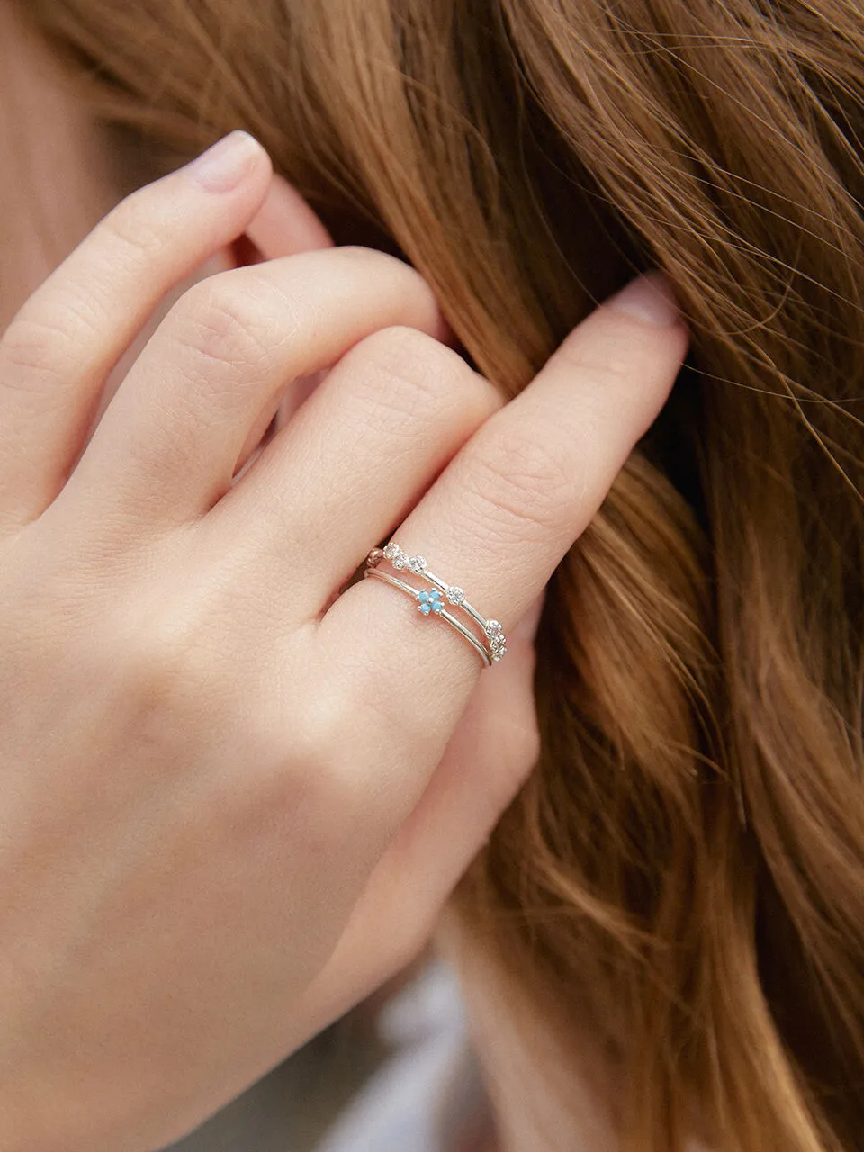 2SET [silver925]turquoise flower cubic ring - 감도 깊은 취향 셀렉트샵 29CM
