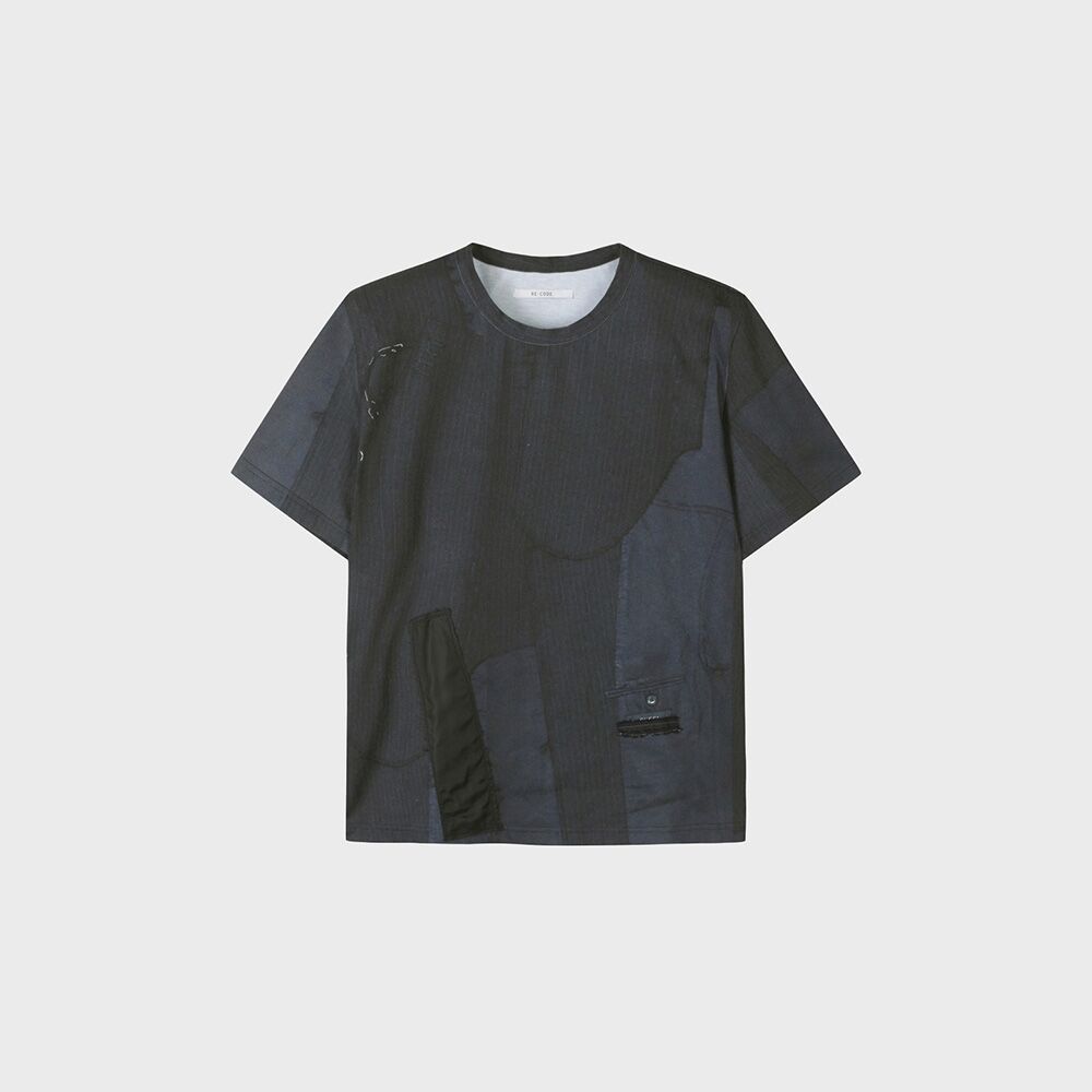 RE CODE Fabric Puzzle Printing T shirts RJTAM23708BKX re-code-fabric-puzzle-printing-t-shirts-rjtam23708bkx