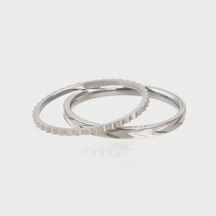 BAT407 [2SET][surgical steel]Comb-patterned cutting layered Ring - 감도 깊은 취향 셀렉트샵 29CM