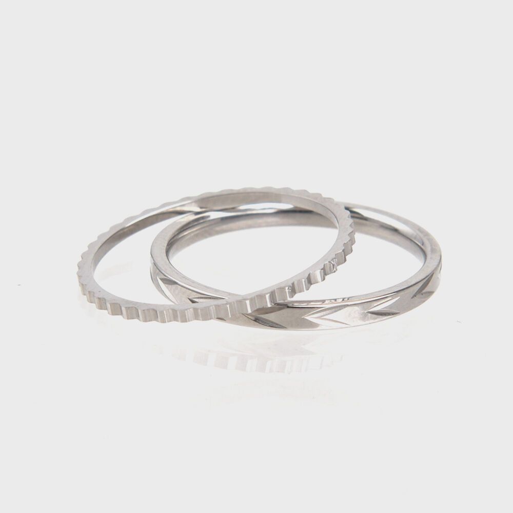 BAT407 [2SET][surgical steel]Comb-patterned cutting layered Ring - 감도 깊은 취향 셀렉트샵 29CM