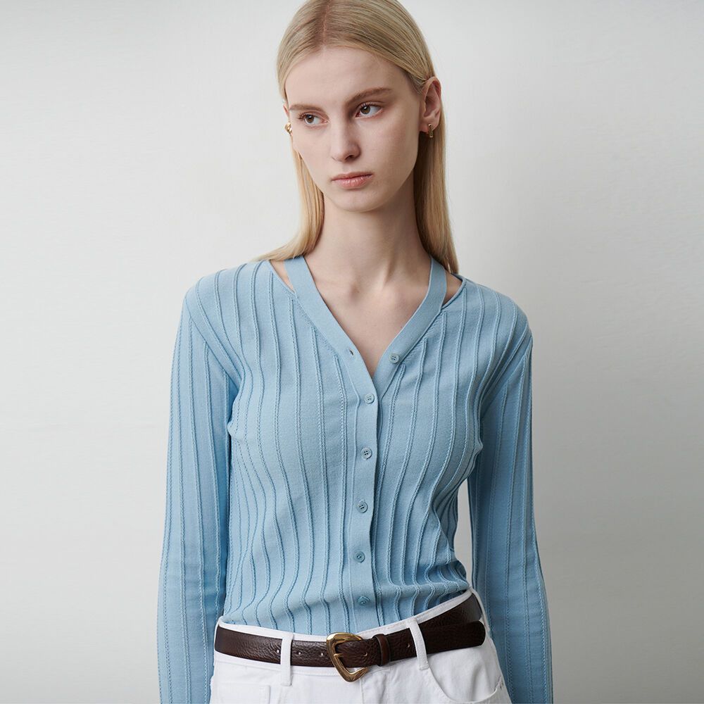 Slit neck rib knit (2color) - 감도 깊은 취향 셀렉트샵 29CM