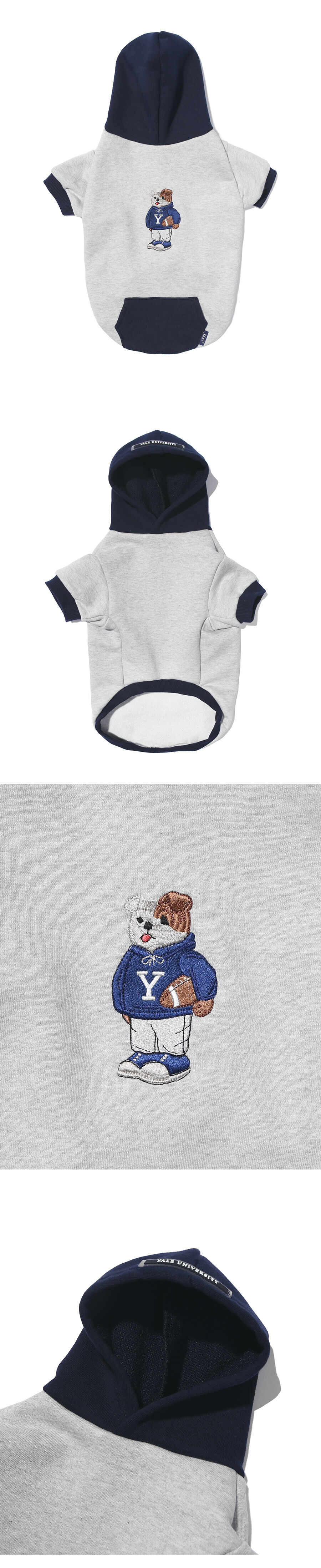 EMBROIDERY UNIVERSITY DAN DOGGY HOODIE GRAY / NAVY - 감도 깊은 취향 셀렉트샵 29CM