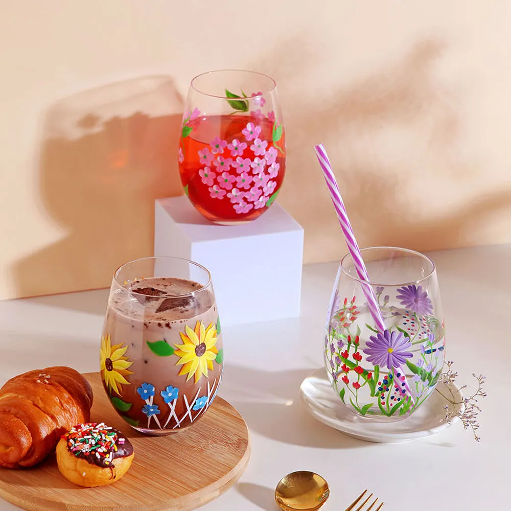 핸드페인팅 플라워 맥주잔 550ml (3color) - 감도 깊은 취향 셀렉트샵 29CM