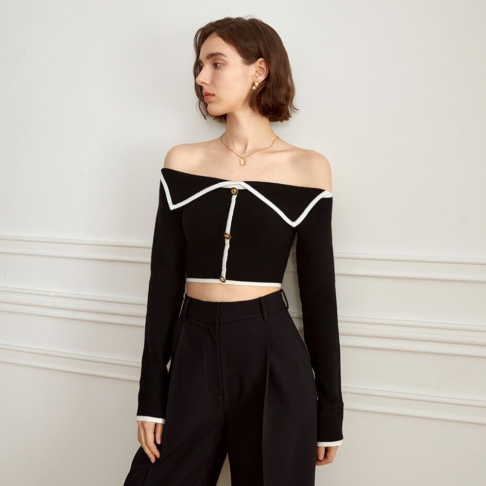 YY_Lapel off-shoulder wool knit top - 감도 깊은 취향 셀렉트샵 29CM