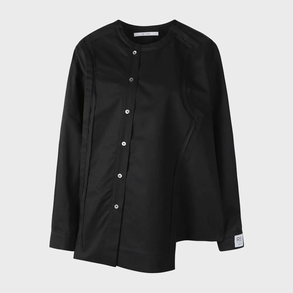 [RECODE 여성] Raw Cutting Detail Shirts_RQSAA23505BKX - 감도 깊은 취향 셀렉트샵 29CM