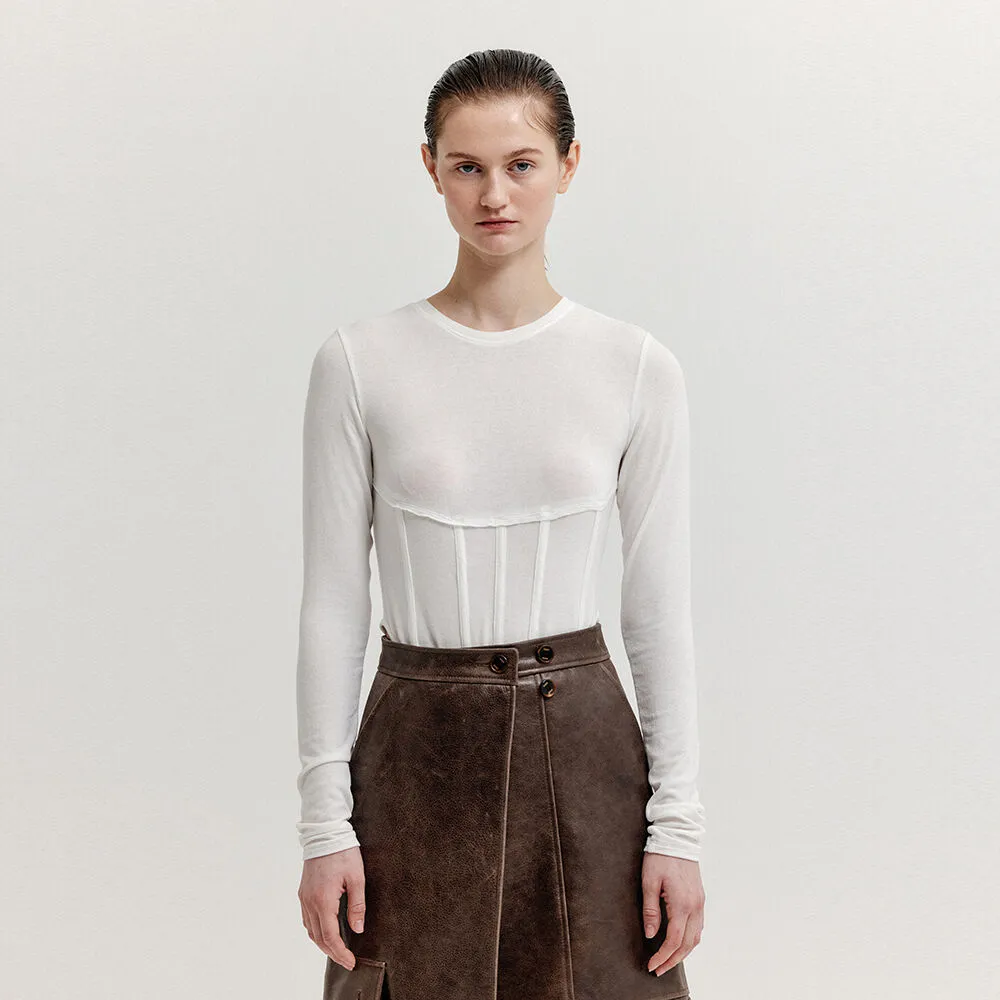 XIONY Long Sleeve Bustier T-shirt - White - 감도 깊은 취향 셀렉트샵 29CM