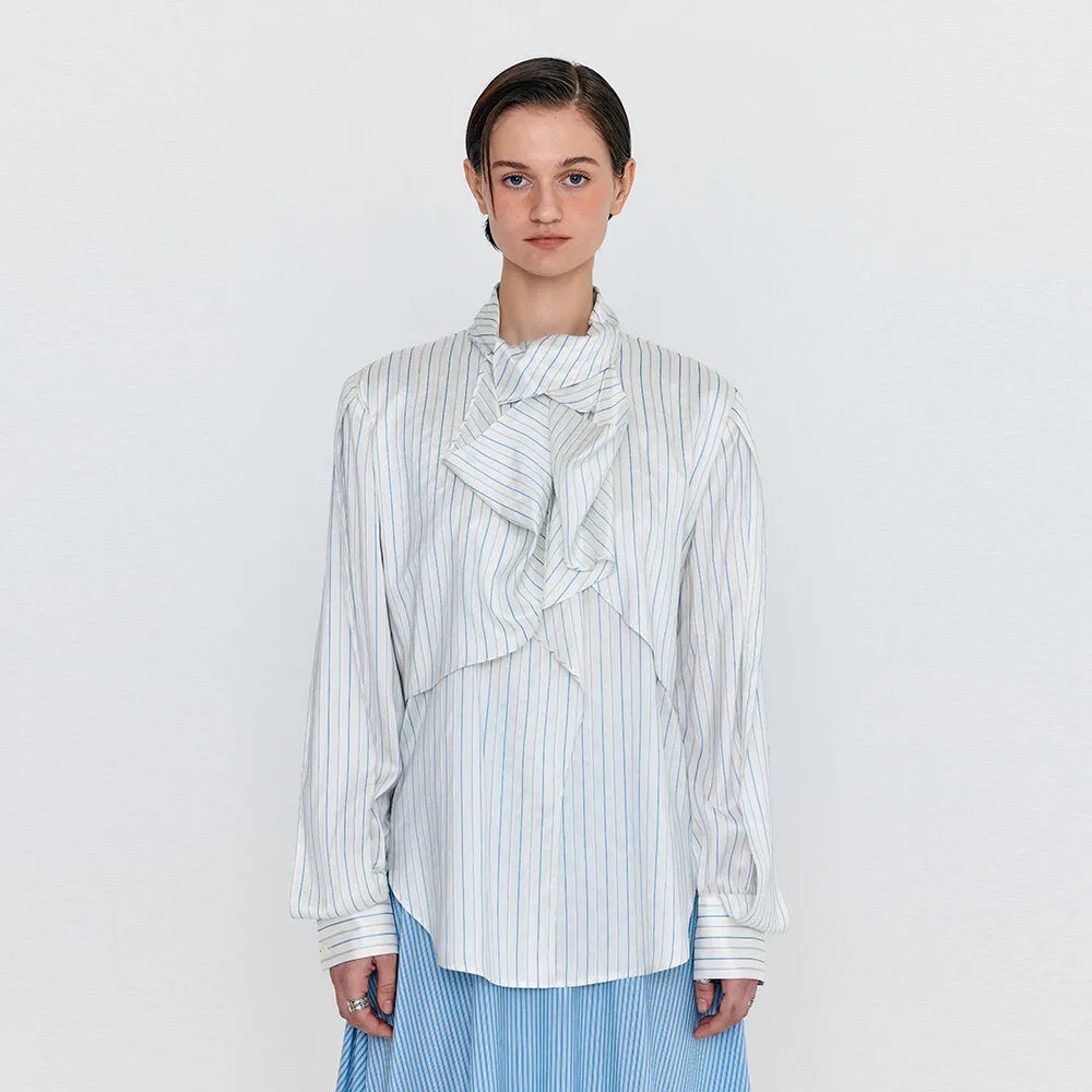 WANCY Caped Silk Blouse - Ivory/SkyBlue Stripe - 감도 깊은 취향 셀렉트샵 29CM