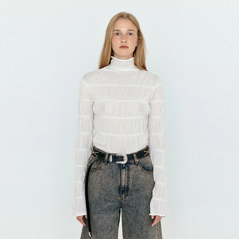 WOLLY High Neck Shirred Knit Top - Ivory - 감도 깊은 취향 셀렉트샵 29CM