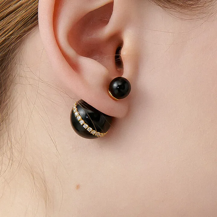 Black Chic Frontback Silver Earring Ie368 - 감도 깊은 취향 셀렉트샵 29CM