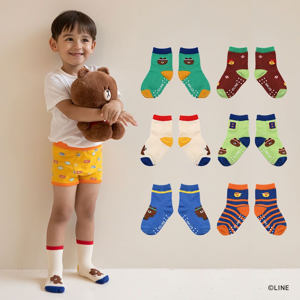 [데일리라이크] 라인프렌즈 키즈 삭스 6P (01 남아세트) S,M,L,XL,XXL - 감도 깊은 취향 셀렉트샵 29CM