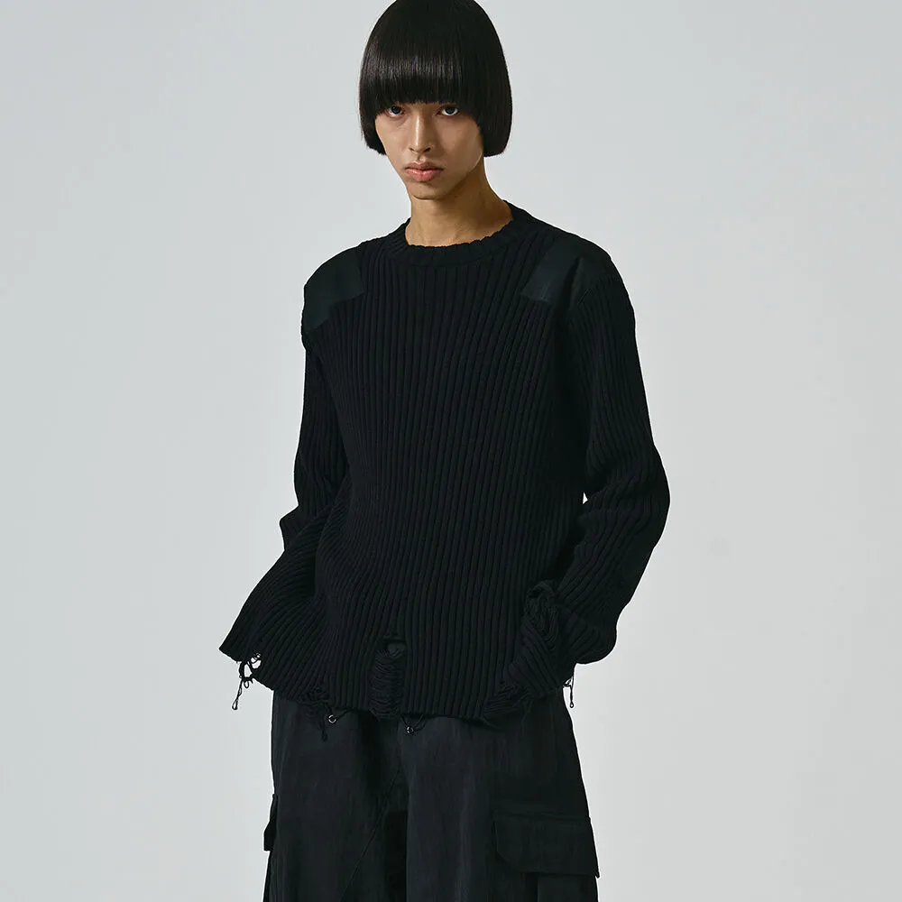 코튼 데미지 컴뱃 니트 (블랙) - 감도 깊은 취향 셀렉트샵 29CM