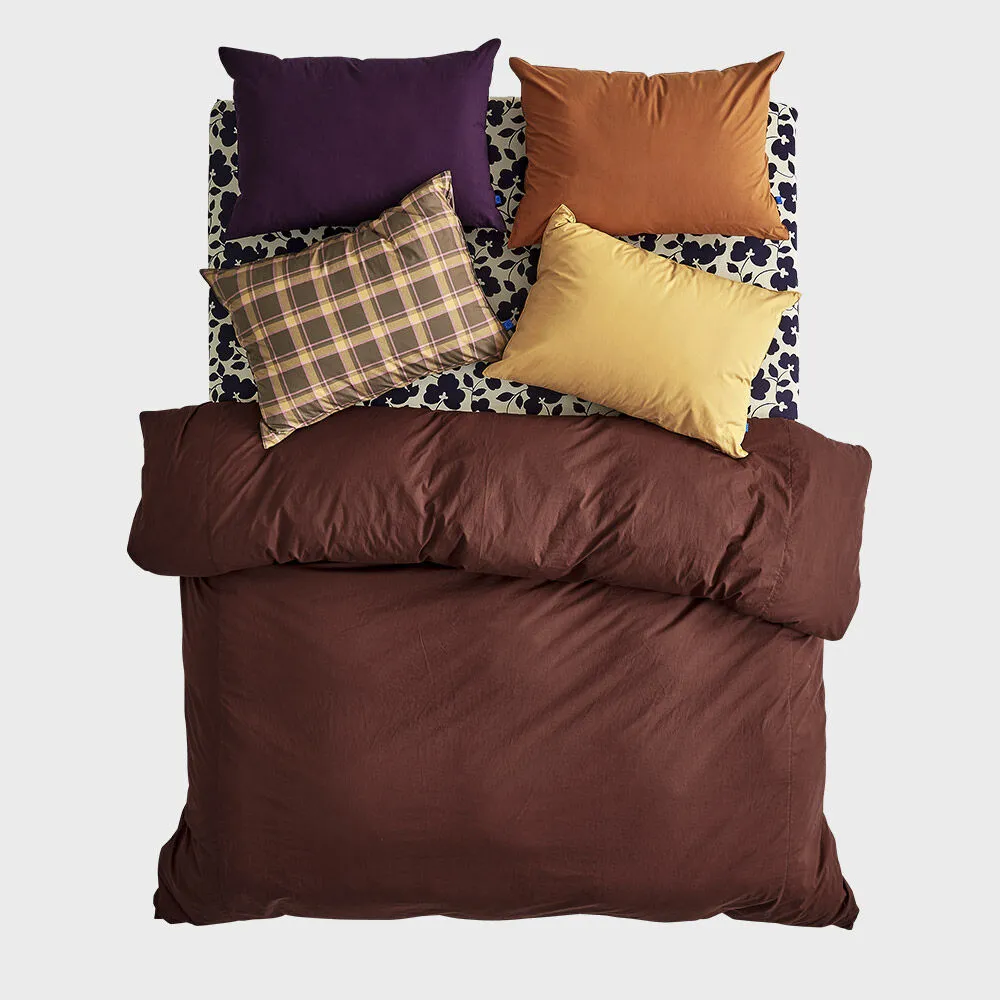 [29CM 단독] 빈티지 딥브라운&체크 레이어드 코튼 이불커버세트 SS/Q/K - 감도 깊은 취향 셀렉트샵 29CM