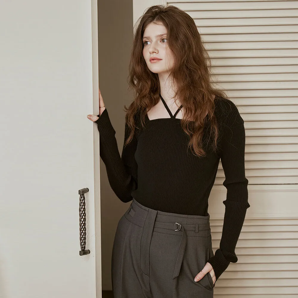 Square neck strap pullover (black) - 감도 깊은 취향 셀렉트샵 29CM