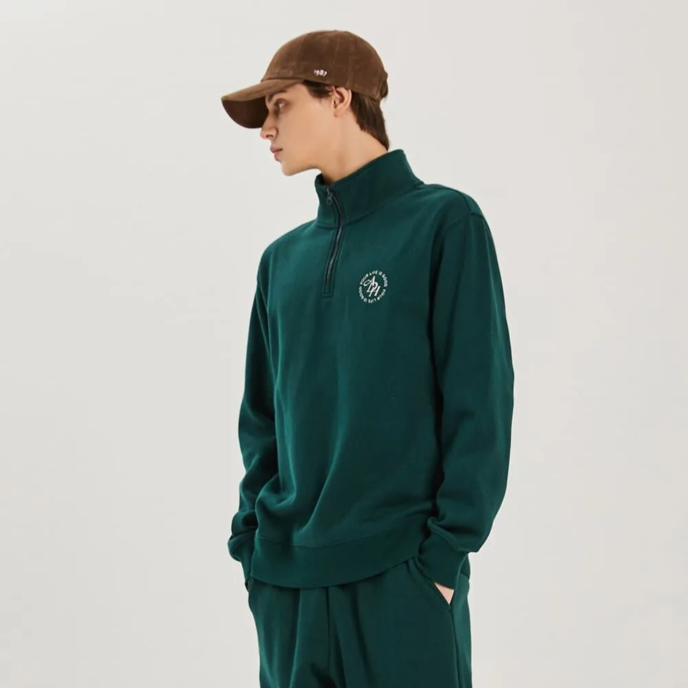 남여공용 기모 하프 집업 맨투맨 (DK-GREEN) (HZALT91-68) - 감도 깊은 취향 셀렉트샵 29CM