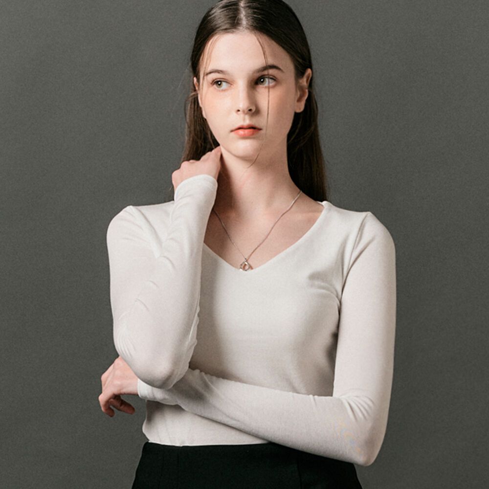 [CP] 니트 라운드 브이넥 긴팔티 롱슬리브 [WHITE] 이너 ver. - 감도 깊은 취향 셀렉트샵 29CM