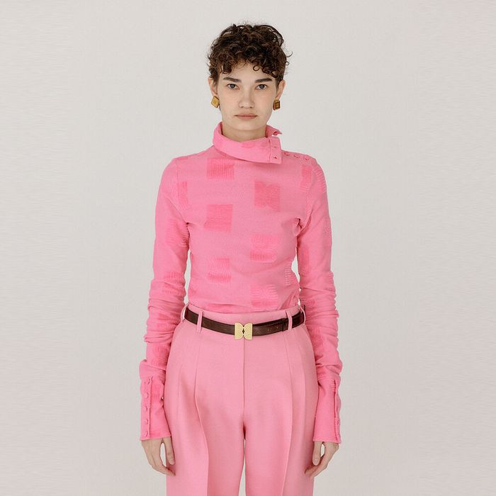 VEROSA Logo Pattern Turtleneck Top - Pink - 감도 깊은 취향 셀렉트샵 29CM