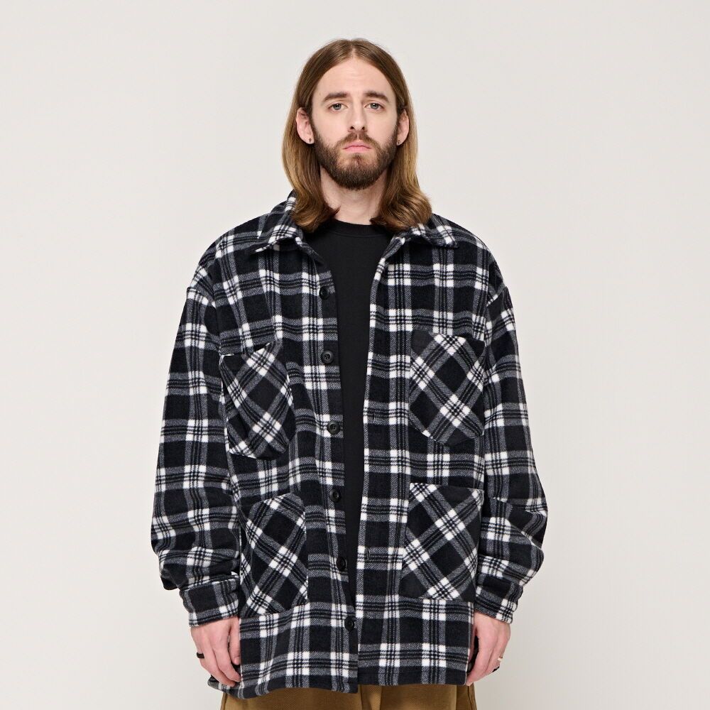 CB FLEECE OVER CHECK SHIRT (BLACK) - 감도 깊은 취향 셀렉트샵 29CM