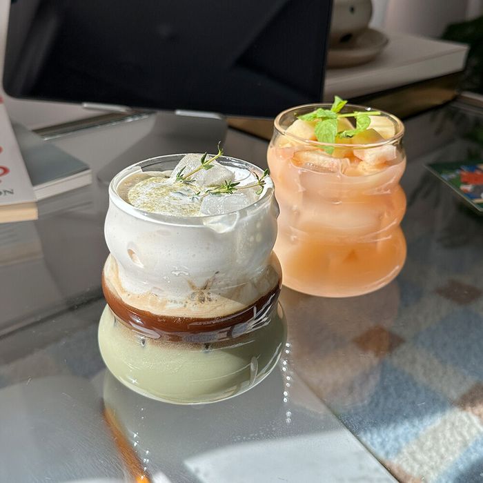11 웨이브 내열유리컵 홈카페 예쁜 아이스 글라스잔 언더락 300ml 감도 깊은 취향 셀렉트샵 29cm