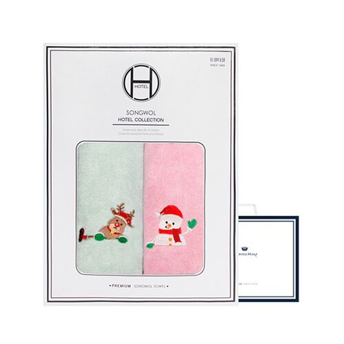 송월타올 크리스마스 점프 130g 2매 선물세트(쇼핑백) 세면타올 기념수건 답례품 - 감도 깊은 취향 셀렉트샵 29CM