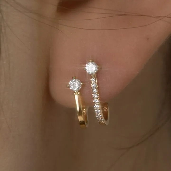 14k post 일리아나 큐빅 투라인 귀걸이 - 감도 깊은 취향 셀렉트샵 29CM