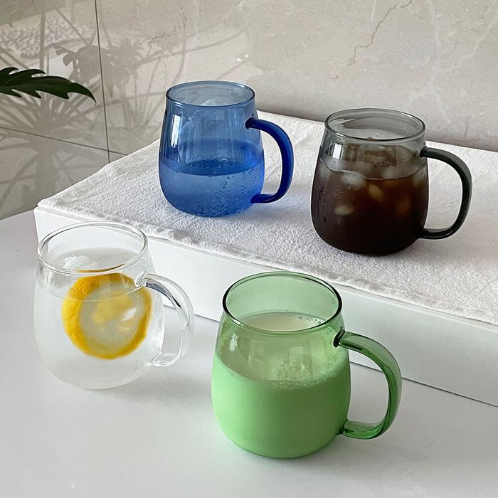 라운드 머그 400ml 4p Set 내열 유리컵 손잡이컵 아이스잔 홈카페 머그잔 감도 깊은 취향 셀렉트샵 29cm