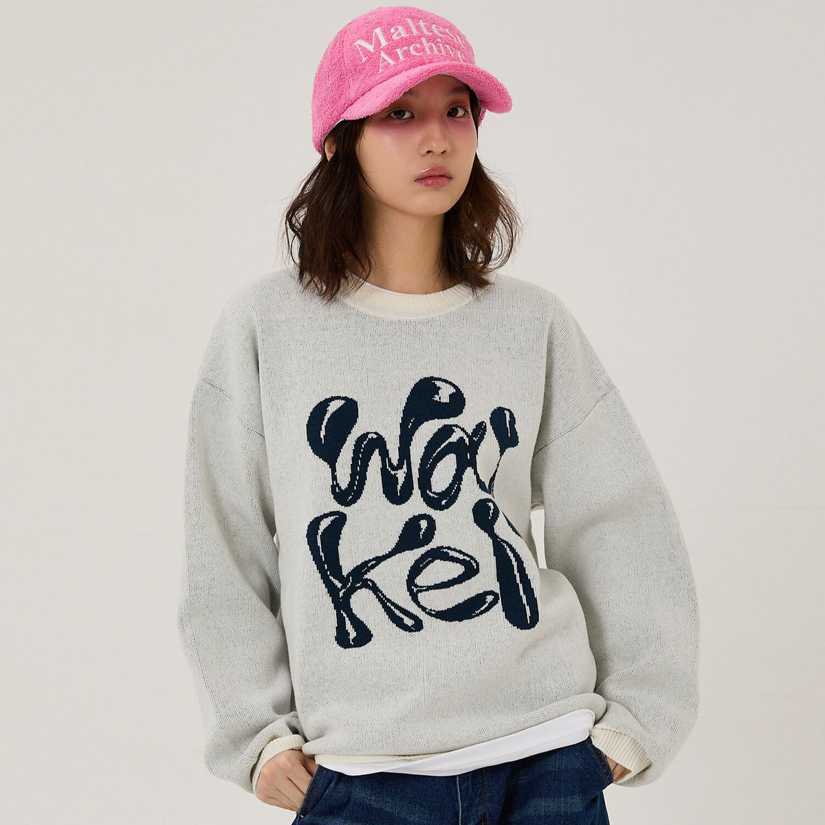 WK 3D 로고 니트 아이보리 - 감도 깊은 취향 셀렉트샵 29CM